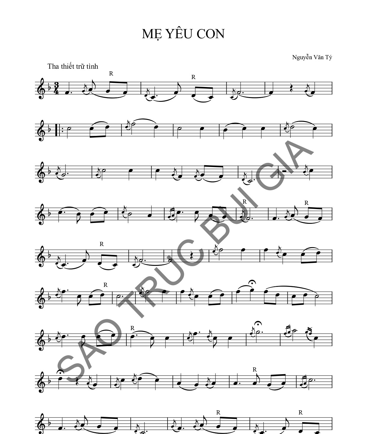 Sheet nhạc Mẹ Yêu Con - Thiền sáo - Cảm xúc vượt thời gian